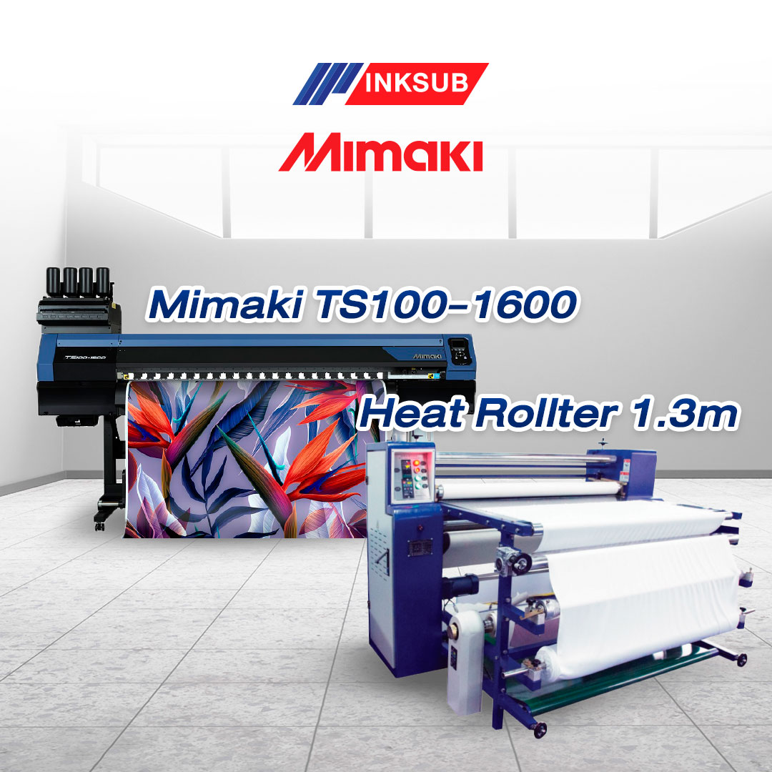 เครื่องพิมพ์ลายเสื้อ Mimaki TS100 +1600 จับคู่ เครื่องรีดโรล 130 cm. - Mimaki Thailand